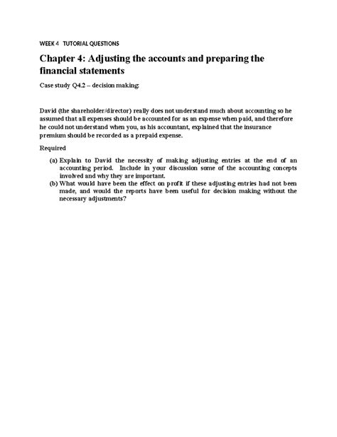 week 4 tutorial solutions week 4 tutorial questions chapter 4