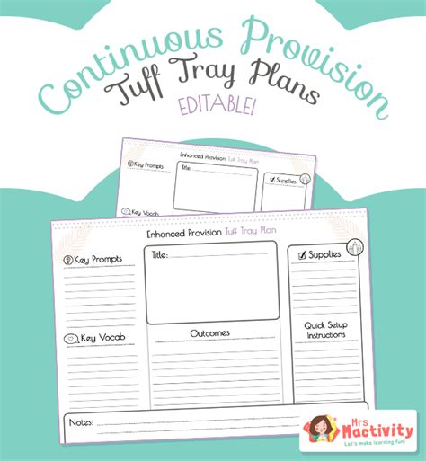 Editable Blank Enhanced Provision Template Continuous Provision Planning