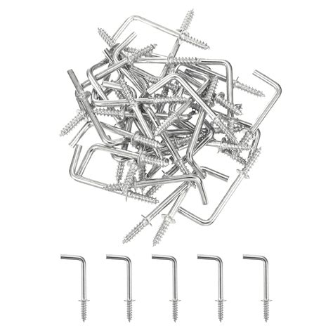 Uxcell 50 Pack L Shape Hooks 1 Inch Right Angle Screw Hooks For