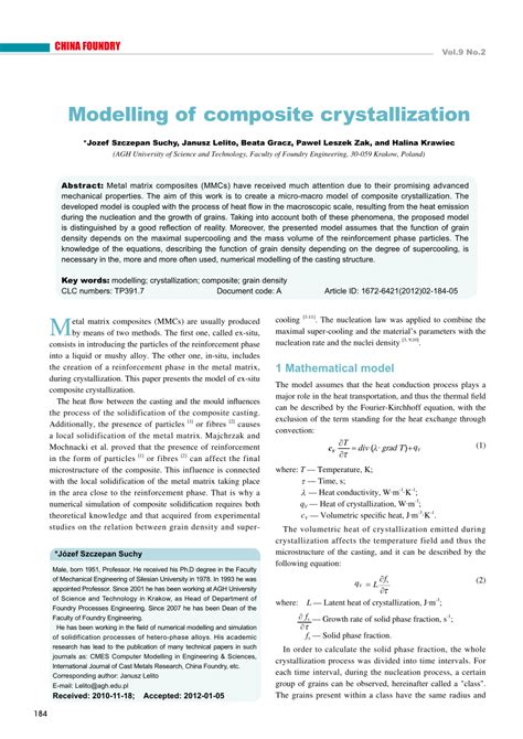 Pdf Modelling Of Composite Crystallization