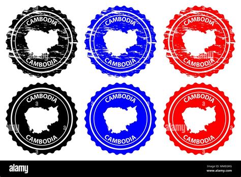 Cambodia Rubber Stamp Vector Kingdom Of Cambodia Map Pattern