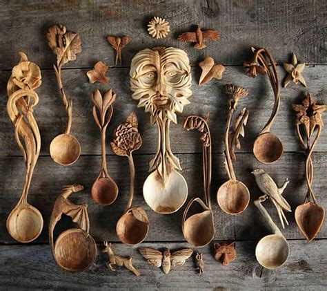 Carved Wooden Spoons by Giles Newman