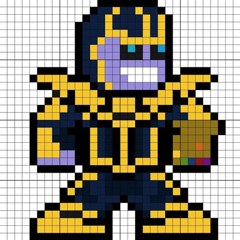 Thanos Armored Perler Bead Pattern Pixel Art Pixel Art Design