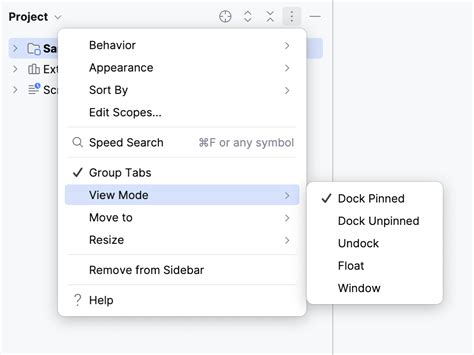 Tool Window View Modes Aqua Documentation