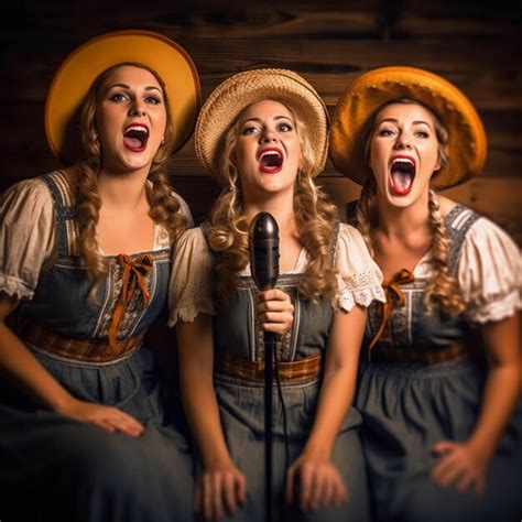 Premium Ai Image Enthusiastic Girlie Trio Singing Schlager
