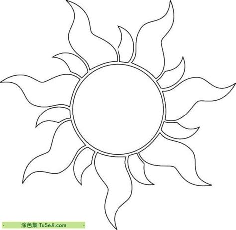 9张热烈的圆滚滚的卡通太阳涂色儿童简笔画免费下载 涂色集，涂色画打印大图