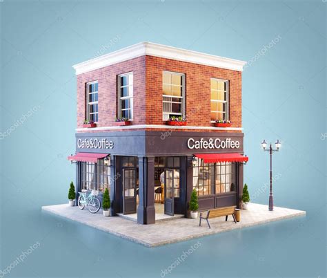 Ilustraci N 3d Inusual De Un Acogedor Caf Cafeter A O Edificio De La