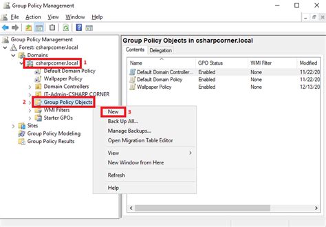 how to create software group policy on server 2019