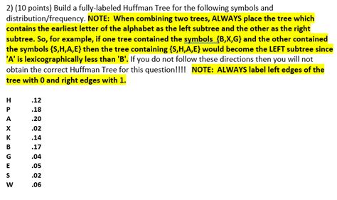 2 10 Points Build A Fully Labeled Huffman Tree For