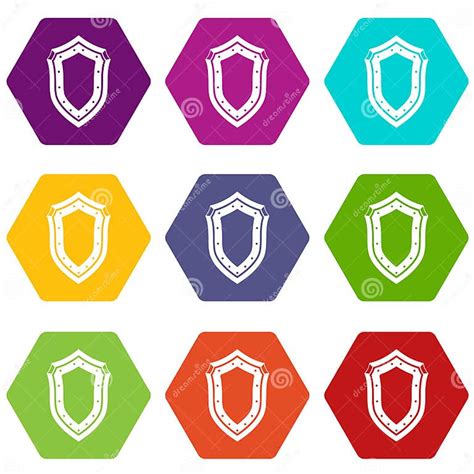 Hexahedron Determinado Del Color Del Icono Del Escudo Ilustración Del
