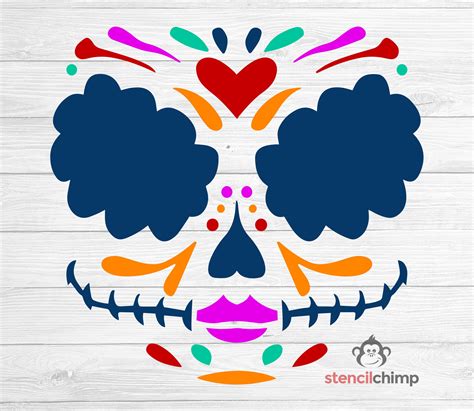 Sugar Skull Stencil Dia De Los Muertos Stencil Mexican Etsy