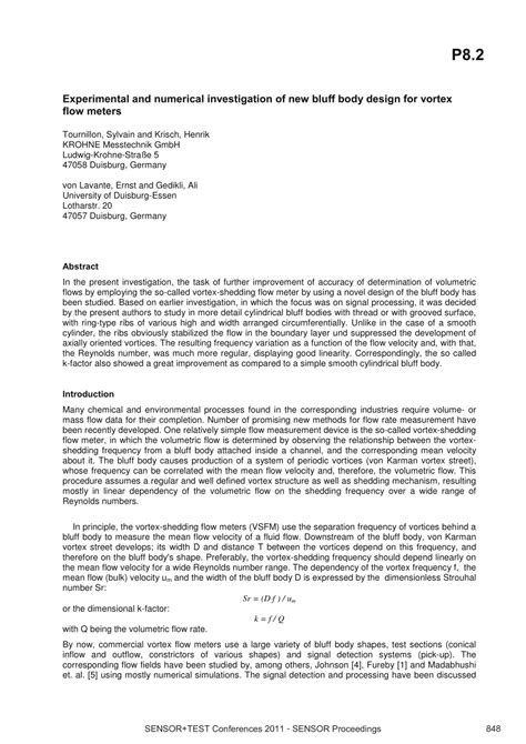 Pdf P8 2 Experimental And Numerical Investigation Of New Bluff Body