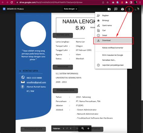 Contoh Curriculum Vitae Menarik Word Contoh Surat Resmi