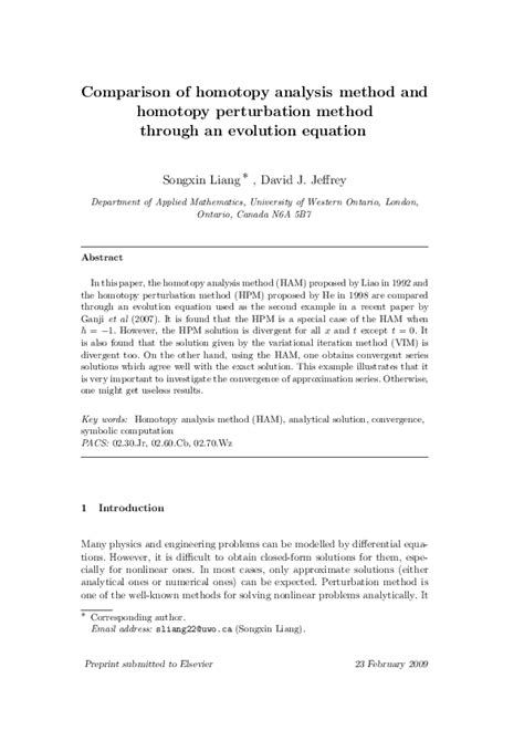 Pdf Comparison Of Homotopy Analysis Method And Homotopy Perturbation