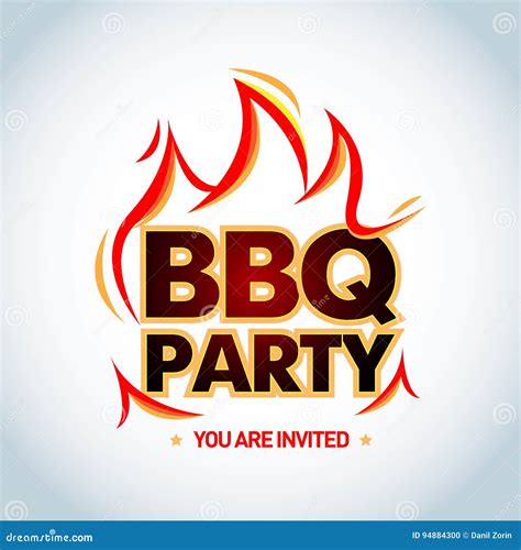 Bbq党与火焰的略写法模板 烤肉党商标，党邀请模板 查出的向量例证 库存例证 插画 包括有 美食 交叉 94884300