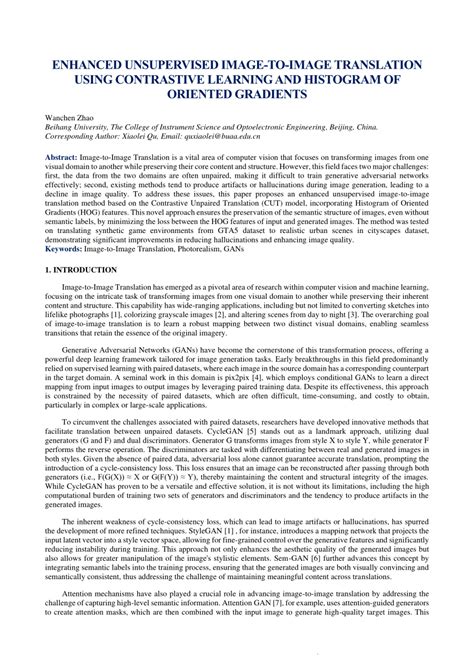 Pdf Enhanced Unsupervised Image To Image Translation Using Contrastive Learning And Histogram
