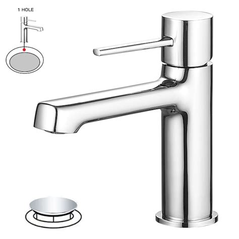 Bwe Polished Chrome Single Hole 1 Handle Bathroom Sink Faucet With