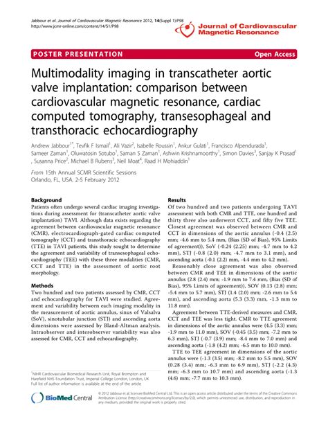 Pdf Multimodality Imaging In Transcatheter Aortic Valve Implantation