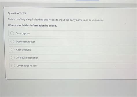 Question 2 15 Cole Is Drafting A Legal StudyX