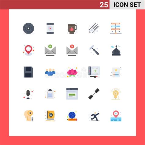 25 Thematic Vector Flat Colors And Editable Symbols Of Server Hosting