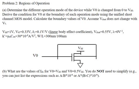 Problem 2 Regions Of Operation A Determine The Different Operation