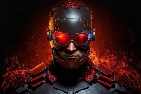Premium Ai Image Firewall A Man Wearing Armor And Wearing Red Glasses