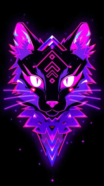 Premium Photo Cartoon Neon Style Cat Illustration