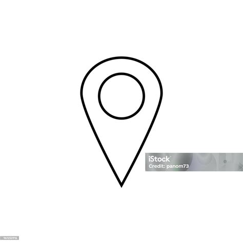 Thin Line Pin Point Gps Location Symbol Map Pointer Flat Design Style Vector Icon On White