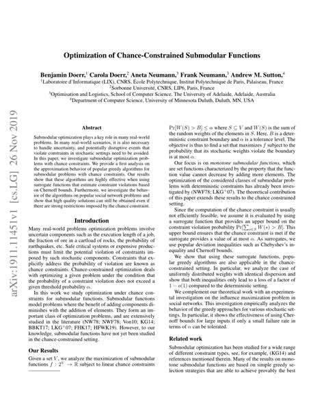 Pdf Optimization Of Chance Constrained Submodular Functions