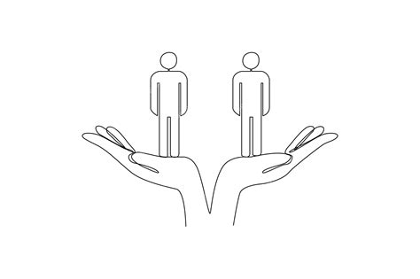 Premium Vector Continuous Oneline Drawing Two Hands And A Human On It