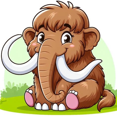 Ilustración De Dibujos Animados Con El Vector Del Lindo Mamut Lanudo