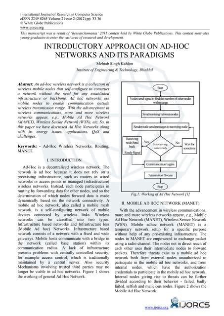 Introductory Approach On Ad Hoc Networks And Its Paradigms Pdf
