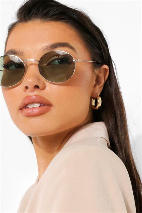 Round Metal Frame Tinted Lens Sunglasses Boohoo Uk