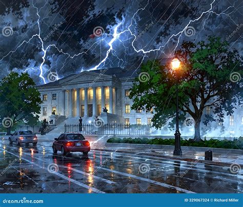 Severe Storm Floods Residential Neighborhood With Hail And Lightning