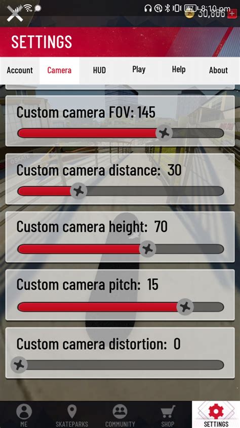 My Personal True Skate Camera Settings The Extra Fov Is So Nice Not