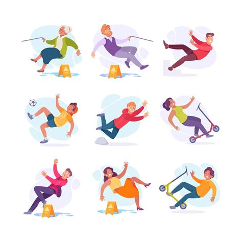Premium Vector Falling Man And Woman Character Slip On The Ground