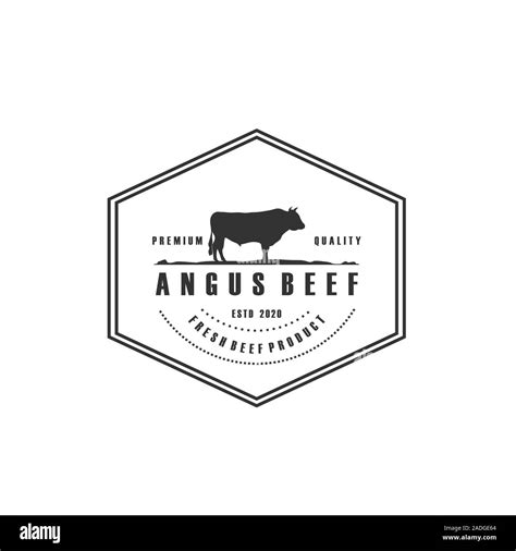 Vintage Cattle Angus Beef Meat Label Logo Design Stock Vector Image