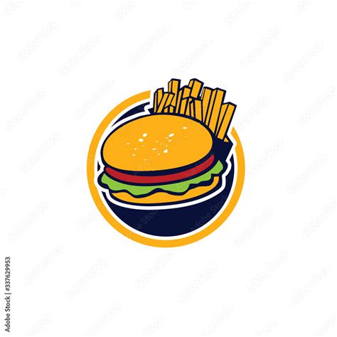 Special Burger And Fries Vector Logo Design Snack Food Sign Symbol