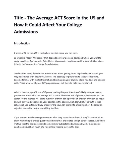The Average Act Score In The Us And How It Could Affect Your College