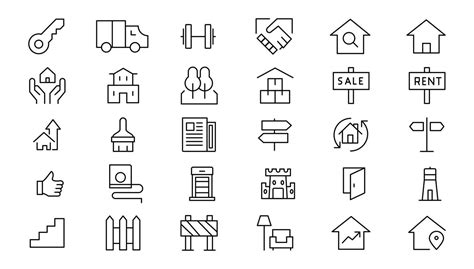 Real Estate Minimal Thin Line Web Icon Set Included The Icons As