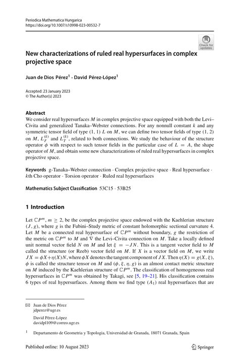 Pdf New Characterizations Of Ruled Real Hypersurfaces In Complex