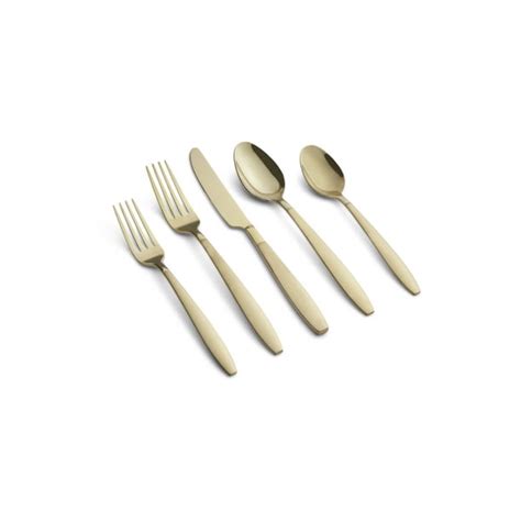 Graze By Cambridge Mathison Champagne Sand Mirror 45 Piece Stainless Steel Flatware Set Service