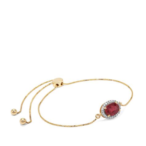 Bemainty Ruby Slider Bracelet With White Zircon In 9k Gold 2cts Gemporia