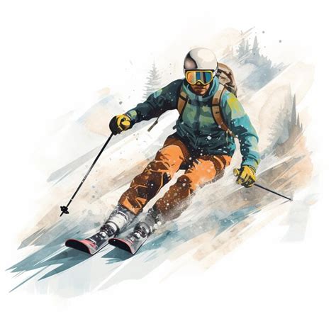 Premium Ai Image Illustration Of Skier On Piste Running Downhill