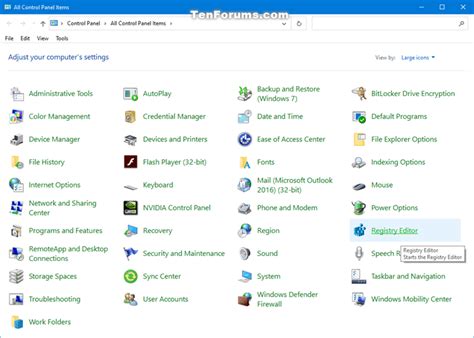 How To Add Registry Editor To Control Panel In Windows Tutorials
