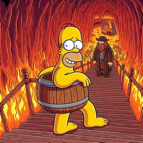 Naked Homer Going Down The Stairway To Hell 3 By Darth19 On Deviantart