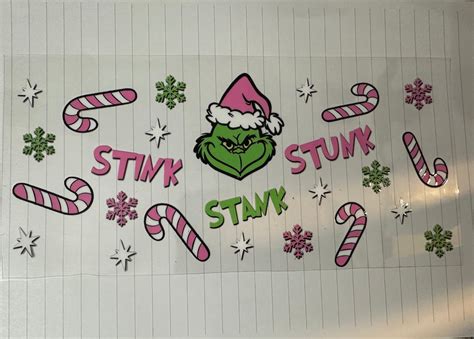 Stink Stank Stunk Pink Christmas Grinch Uvdtf Etsy