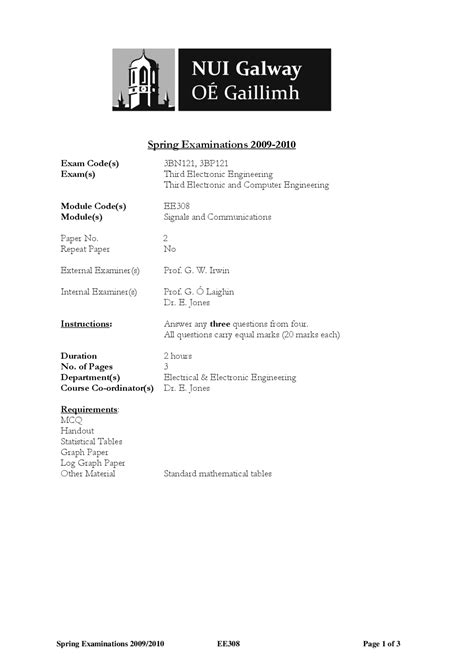 transmission system signals and communications past exam paper