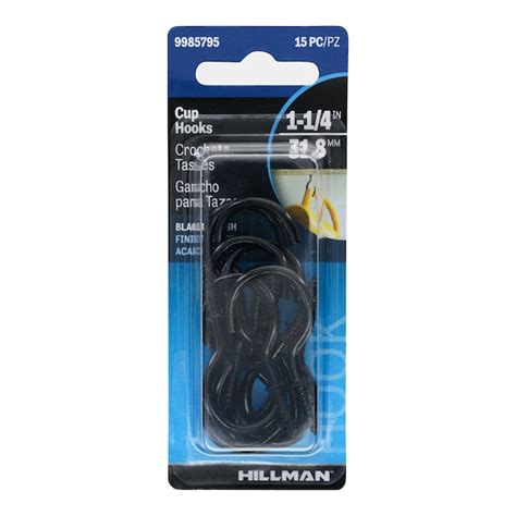 Hillman 125 In Black Steel Cup Hook 15 Pack 9985795 At