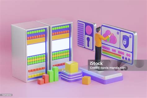 서버 보안의 3d 그림입니다 클라우드 스토리지 데이터 보안 보호 온라인 백업 사이버 보안 기술 개념의 웹 호스팅 서비스 3d 그림 3차원 형태에 대한 스톡 사진 및 기타